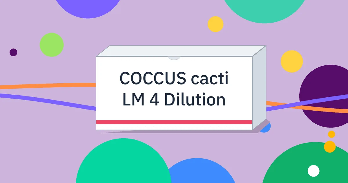 Symbolbild: Packung mit der Aufschrift COCCUS cacti LM 4 Dilution (PZN 12828980) – Verfügbarkeit und Bezug in Apotheken in Frankfurt am Main