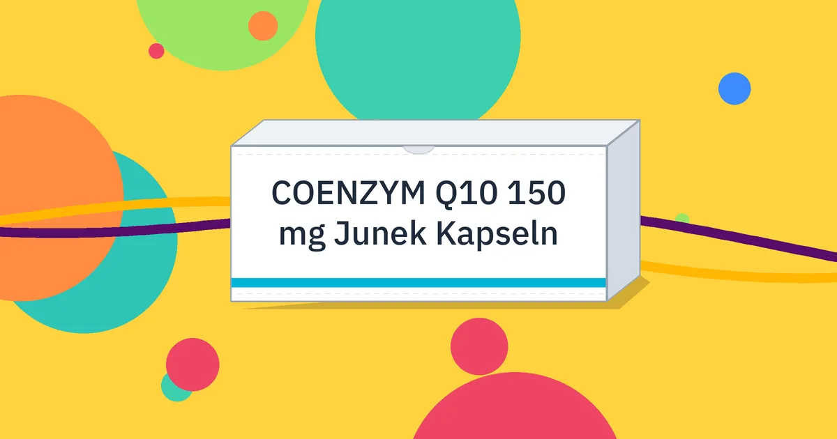 Symbolbild: Packung mit der Aufschrift COENZYM Q10 150 mg Junek Kapseln (PZN 09720121) – Verfügbarkeit und Bezug in Apotheken in Frankfurt am Main