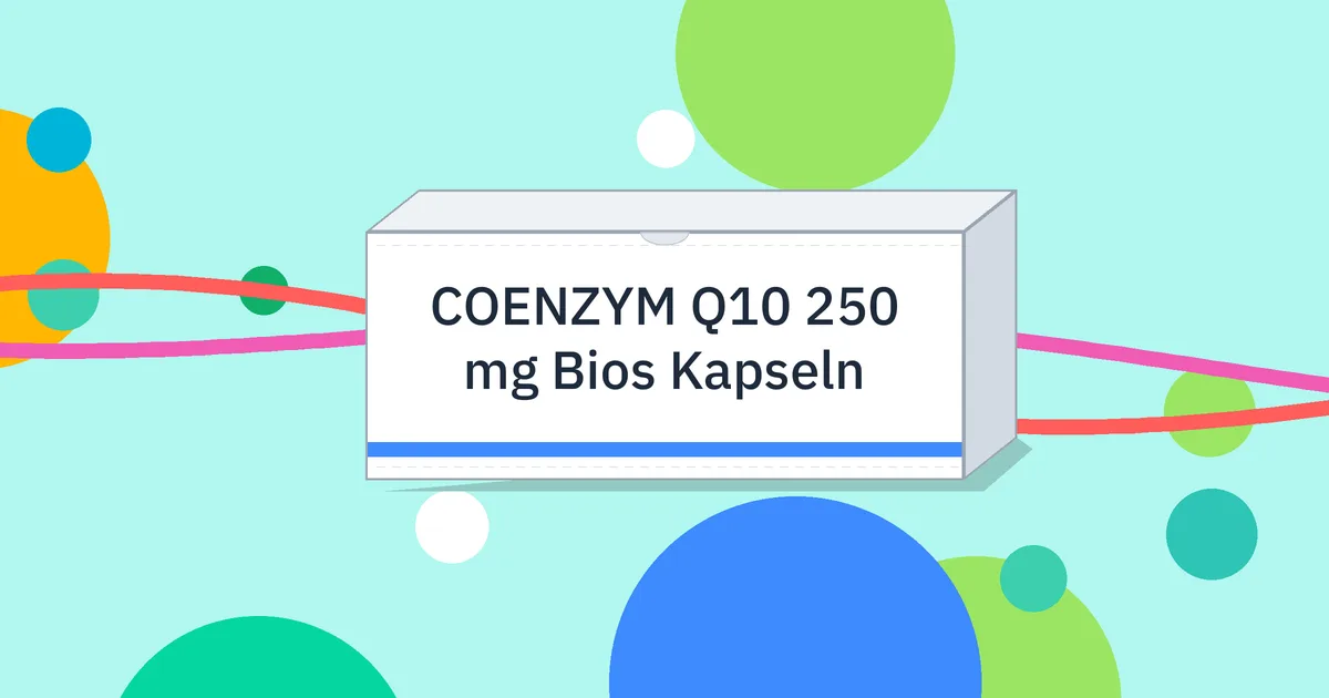 Symbolbild: Packung mit der Aufschrift COENZYM Q10 250 mg Bios Kapseln (PZN 05035322) – Verfügbarkeit und Bezug in Apotheken in Frankfurt am Main