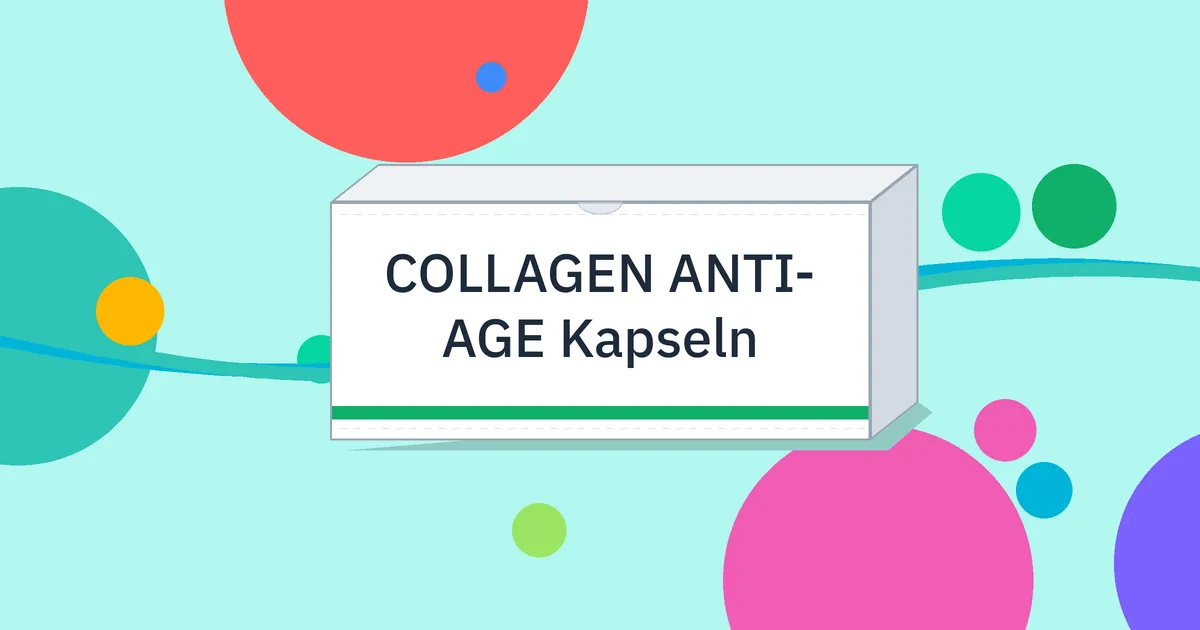 Symbolbild: Packung mit der Aufschrift COLLAGEN ANTI-AGE Kapseln (PZN 16945636) – Verfügbarkeit und Bezug in Apotheken in Frankfurt am Main