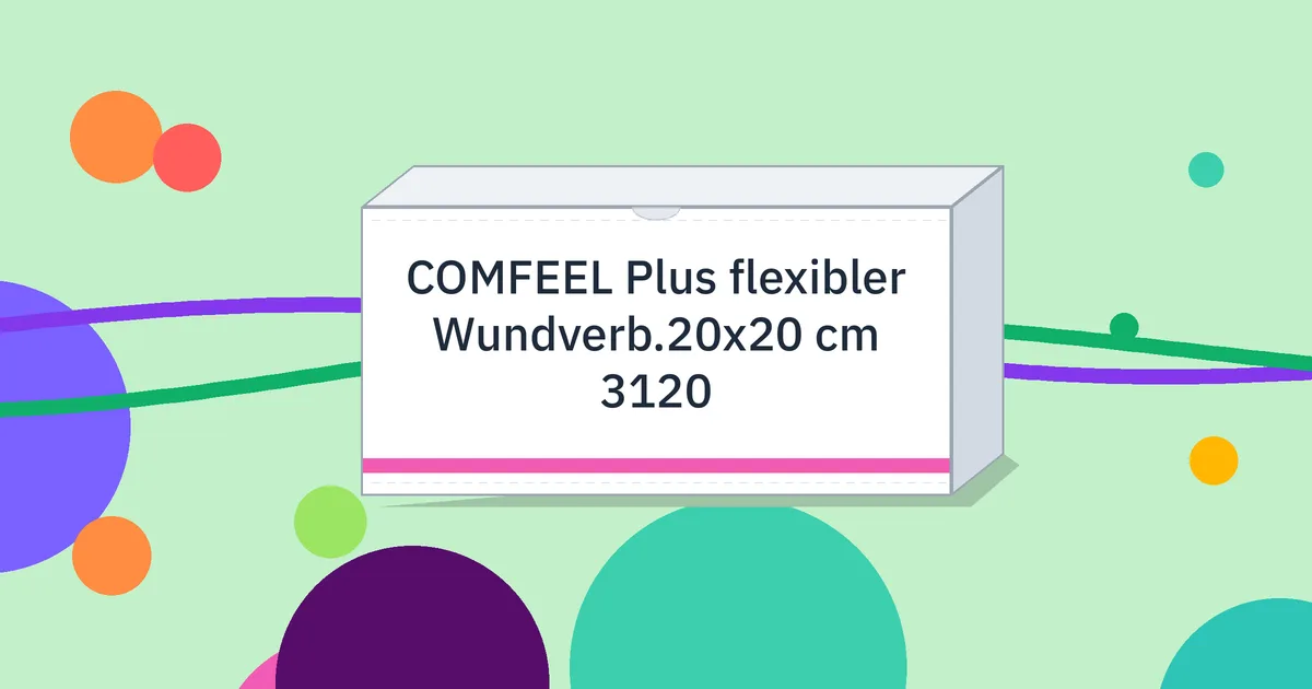 Symbolbild: Packung mit der Aufschrift COMFEEL Plus flexibler Wundverb.20x20 cm 3120 (PZN 12653807) – Verfügbarkeit und Bezug in Apotheken in Frankfurt am Main