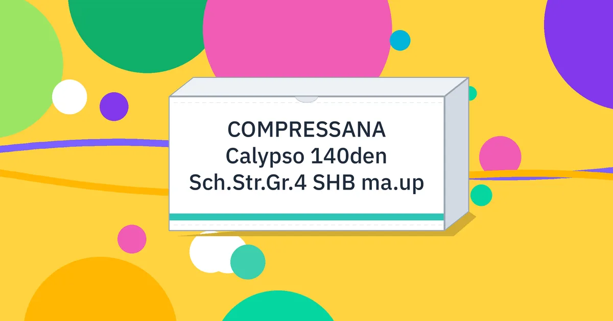 Symbolbild: Packung mit der Aufschrift COMPRESSANA Calypso 140den Sch.Str.Gr.4 SHB ma.up (PZN 05704757) – Verfügbarkeit und Bezug in Apotheken in Frankfurt am Main