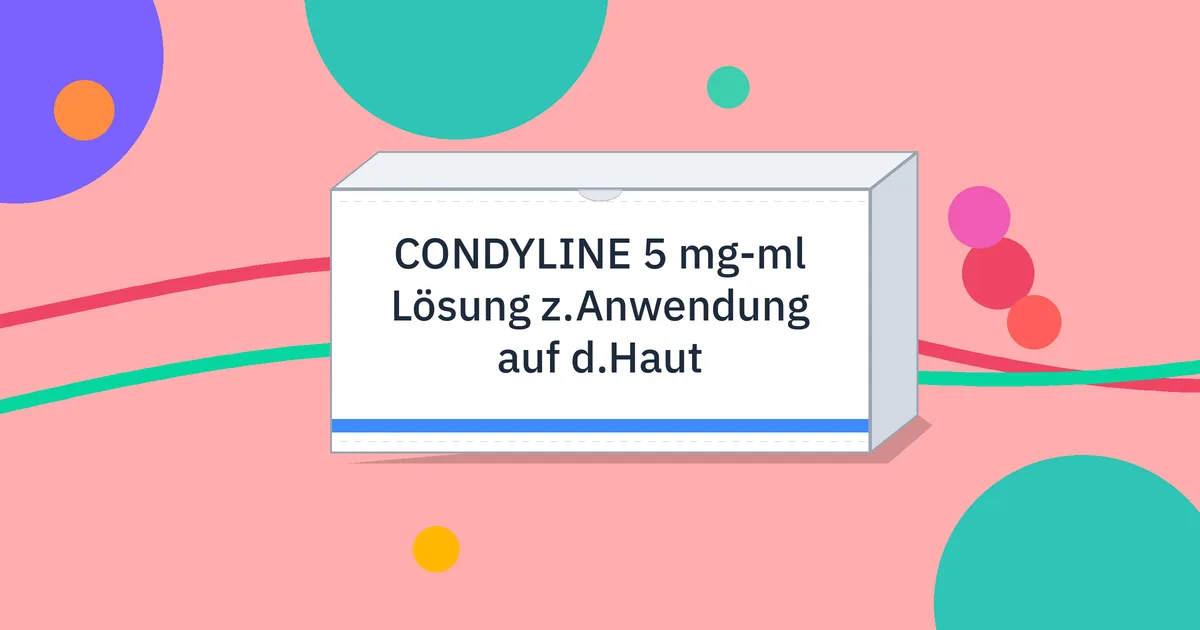 Symbolbild: Packung mit der Aufschrift CONDYLINE 5 mg-ml Lösung z.Anwendung auf d.Haut (PZN 18824948) – Verfügbarkeit und Bezug in Apotheken in Frankfurt am Main