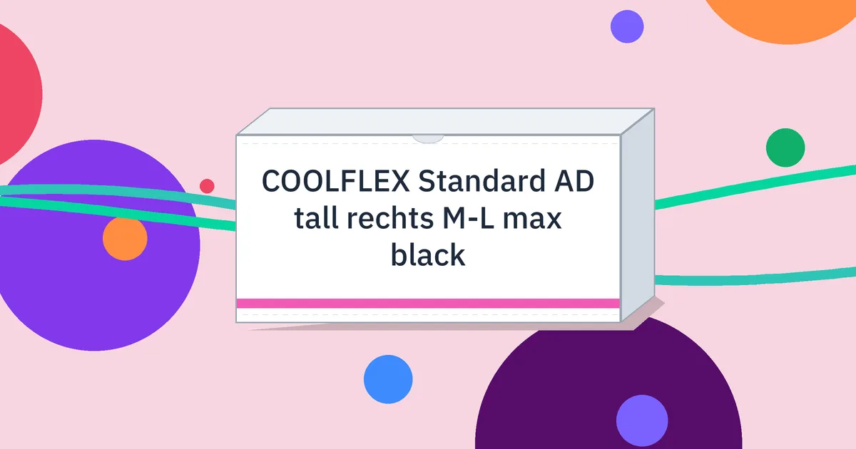 Symbolbild: Packung mit der Aufschrift COOLFLEX Standard AD tall rechts M-L max black (PZN 19535181) – Verfügbarkeit und Bezug in Apotheken in Frankfurt am Main