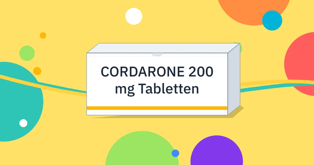 Symbolbild: Packung mit der Aufschrift CORDARONE 200 mg Tabletten (PZN 16582234) – Verfügbarkeit und Bezug in Apotheken in Frankfurt am Main