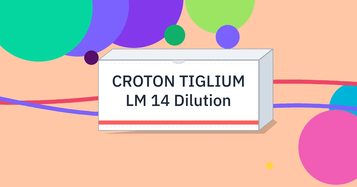Symbolbild: Packung mit der Aufschrift CROTON TIGLIUM LM 14 Dilution (PZN 12836399) – Verfügbarkeit und Bezug in Apotheken in Frankfurt am Main