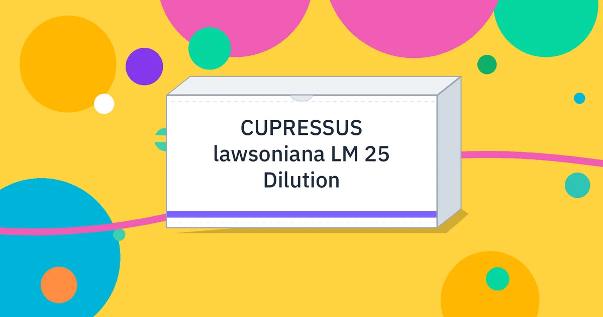 Symbolbild: Packung mit der Aufschrift CUPRESSUS lawsoniana LM 25 Dilution (PZN 13457882) – Verfügbarkeit und Bezug in Apotheken in Frankfurt am Main