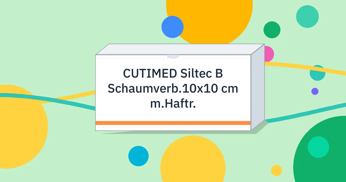 Symbolbild: Packung mit der Aufschrift CUTIMED Siltec B Schaumverb.10x10 cm m.Haftr. (PZN 16595610) – Verfügbarkeit und Bezug in Apotheken in Frankfurt am Main