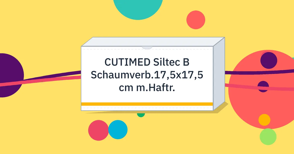 Symbolbild: Packung mit der Aufschrift CUTIMED Siltec B Schaumverb.17,5x17,5 cm m.Haftr. (PZN 11184227) – Verfügbarkeit und Bezug in Apotheken in Frankfurt am Main