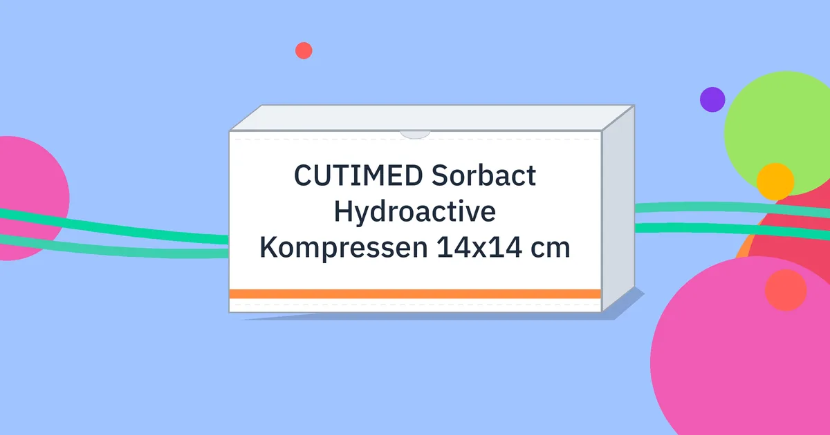 Symbolbild: Packung mit der Aufschrift CUTIMED Sorbact Hydroactive Kompressen 14x14 cm (PZN 16827687) – Verfügbarkeit und Bezug in Apotheken in Frankfurt am Main