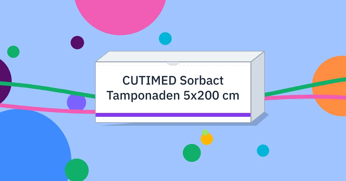 Symbolbild: Packung mit der Aufschrift CUTIMED Sorbact Tamponaden 5x200 cm (PZN 14016223) – Verfügbarkeit und Bezug in Apotheken in Frankfurt am Main