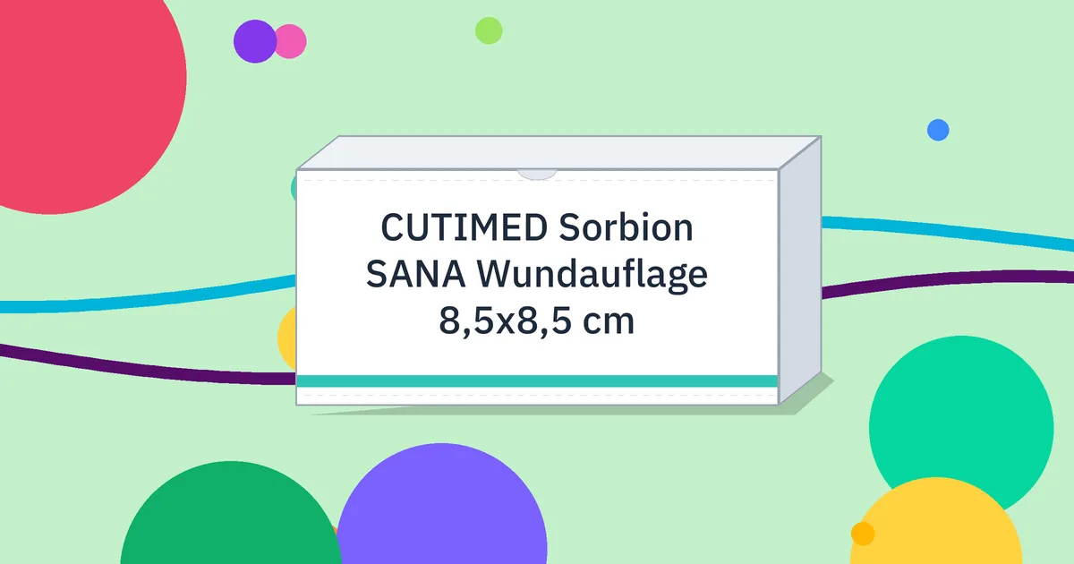 Symbolbild: Packung mit der Aufschrift CUTIMED Sorbion SANA Wundauflage 8,5x8,5 cm (PZN 18731419) – Verfügbarkeit und Bezug in Apotheken in Frankfurt am Main