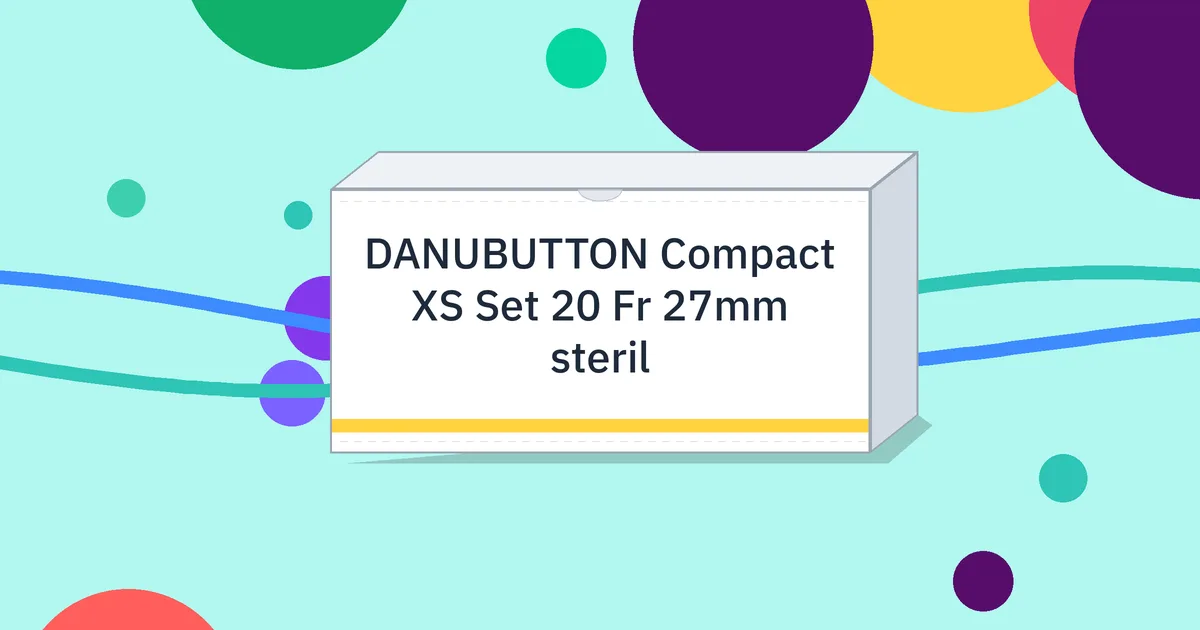 Symbolbild: Packung mit der Aufschrift DANUBUTTON Compact XS Set 20 Fr 27mm steril (PZN 19853202) – Verfügbarkeit und Bezug in Apotheken in Frankfurt am Main