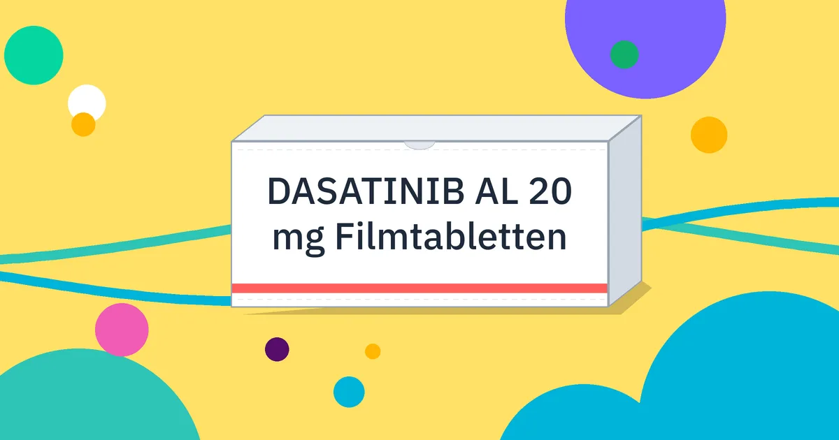 Symbolbild: Packung mit der Aufschrift DASATINIB AL 20 mg Filmtabletten (PZN 14385222) – Verfügbarkeit und Bezug in Apotheken in Frankfurt am Main