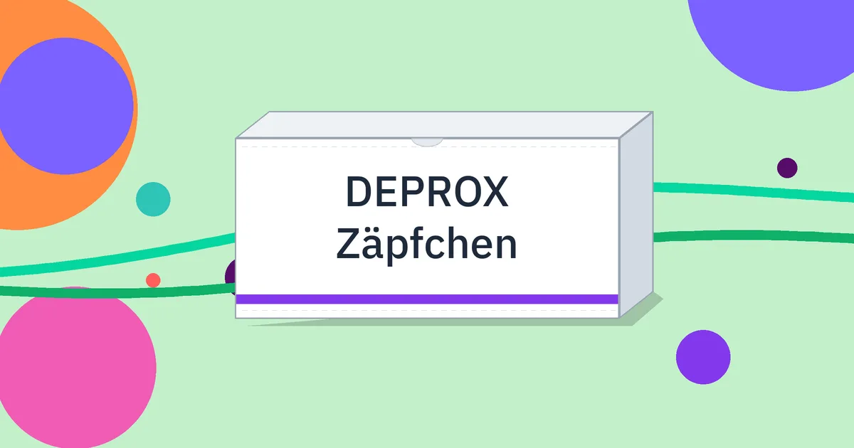 Symbolbild: Packung mit der Aufschrift DEPROX Zäpfchen (PZN 20414525) – Verfügbarkeit und Bezug in Apotheken in Frankfurt am Main