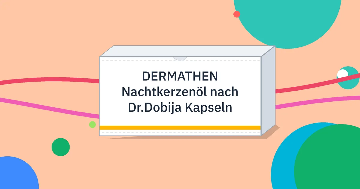 Symbolbild: Packung mit der Aufschrift DERMATHEN Nachtkerzenöl nach Dr.Dobija Kapseln (PZN 19506802) – Verfügbarkeit und Bezug in Apotheken in Frankfurt am Main
