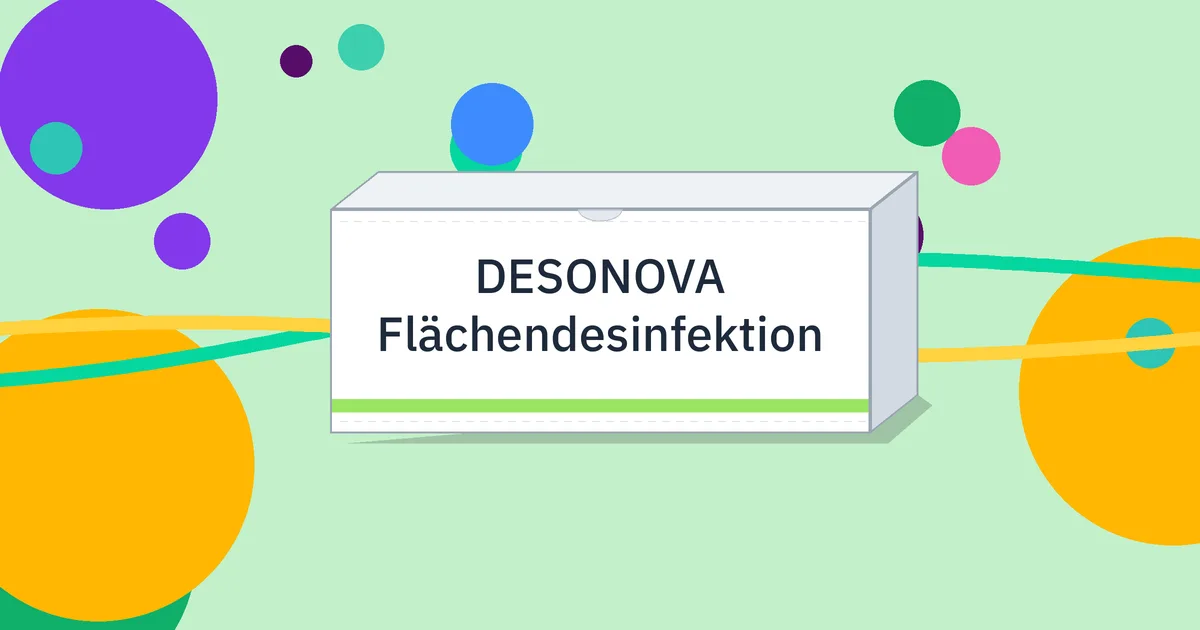 Symbolbild: Packung mit der Aufschrift DESONOVA Flächendesinfektion (PZN 13744044) – Verfügbarkeit und Bezug in Apotheken in Frankfurt am Main