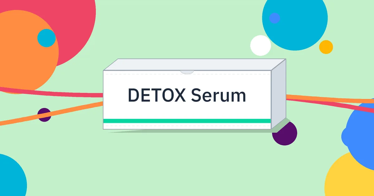 Symbolbild: Packung mit der Aufschrift DETOX Serum (PZN 17886315) – Verfügbarkeit und Bezug in Apotheken in Frankfurt am Main