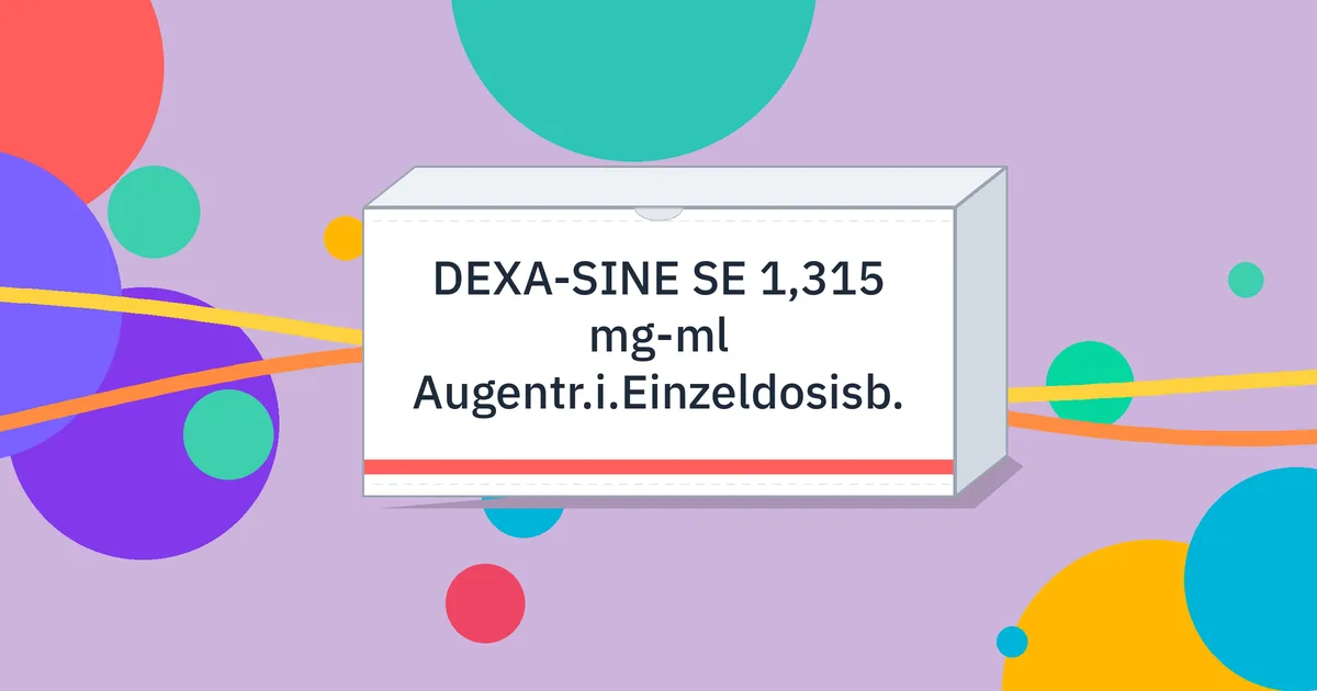 Symbolbild: Packung mit der Aufschrift DEXA-SINE SE 1,315 mg-ml Augentr.i.Einzeldosisb. (PZN 16681775) – Verfügbarkeit und Bezug in Apotheken in Frankfurt am Main