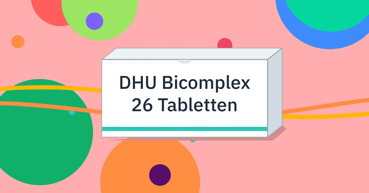 Symbolbild: Packung mit der Aufschrift DHU Bicomplex 26 Tabletten (PZN 16743217) – Verfügbarkeit und Bezug in Apotheken in Frankfurt am Main