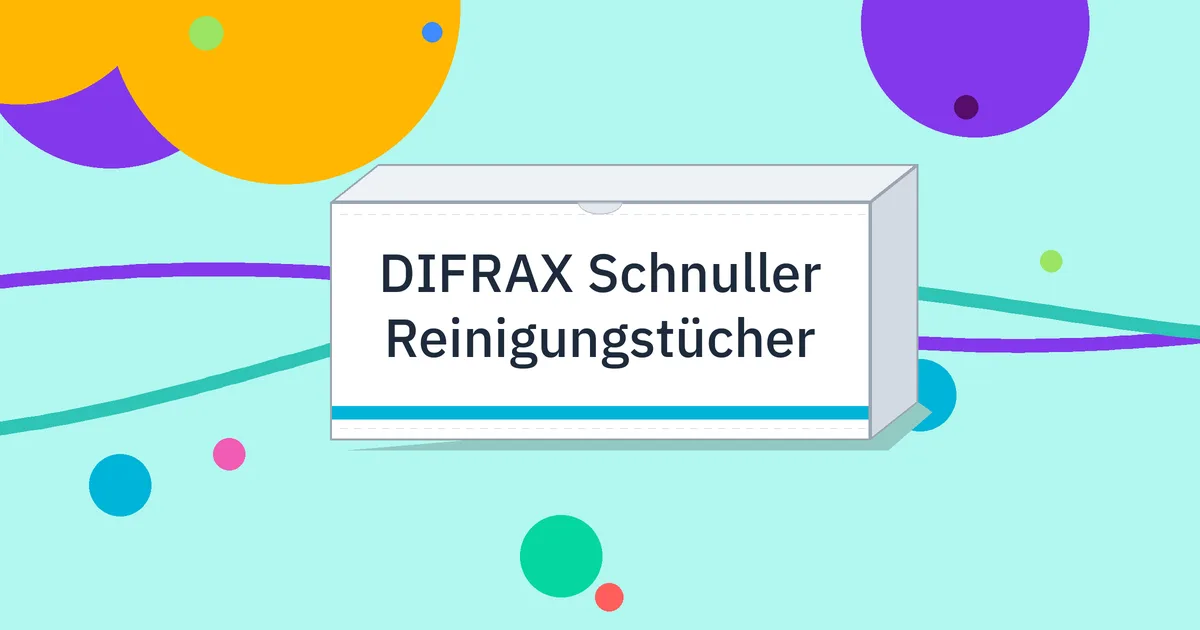 Symbolbild: Packung mit der Aufschrift DIFRAX Schnuller Reinigungstücher (PZN 12517820) – Verfügbarkeit und Bezug in Apotheken in Frankfurt am Main