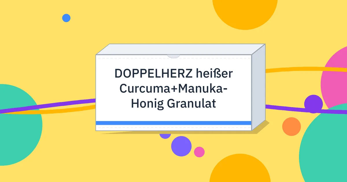 Symbolbild: Packung mit der Aufschrift DOPPELHERZ heißer Curcuma+Manuka-Honig Granulat (PZN 18129361) – Verfügbarkeit und Bezug in Apotheken in Frankfurt am Main