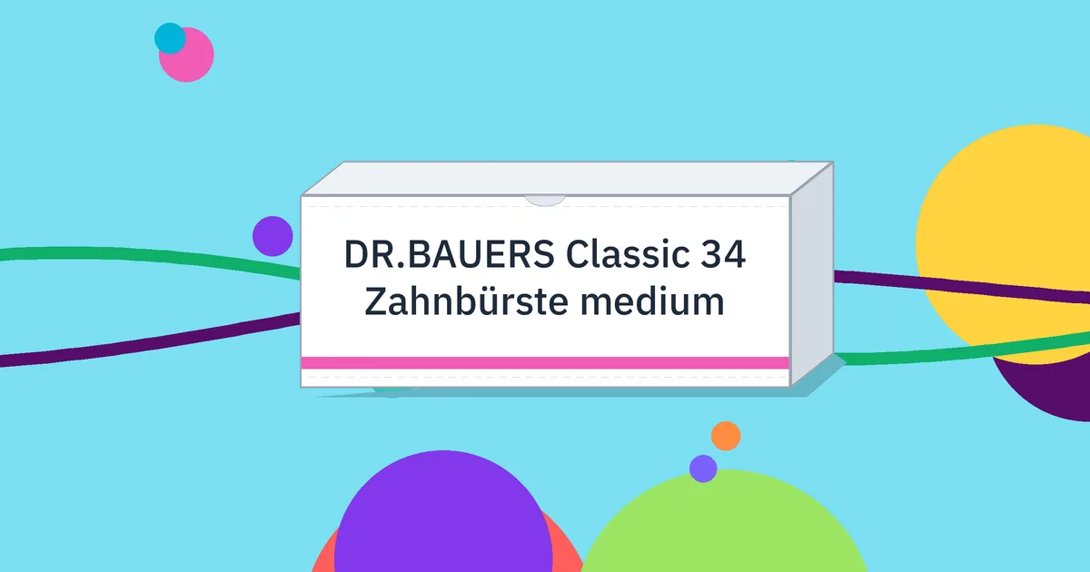 Symbolbild: Packung mit der Aufschrift DR.BAUERS Classic 34 Zahnbürste medium (PZN 12409237) – Verfügbarkeit und Bezug in Apotheken in Frankfurt am Main