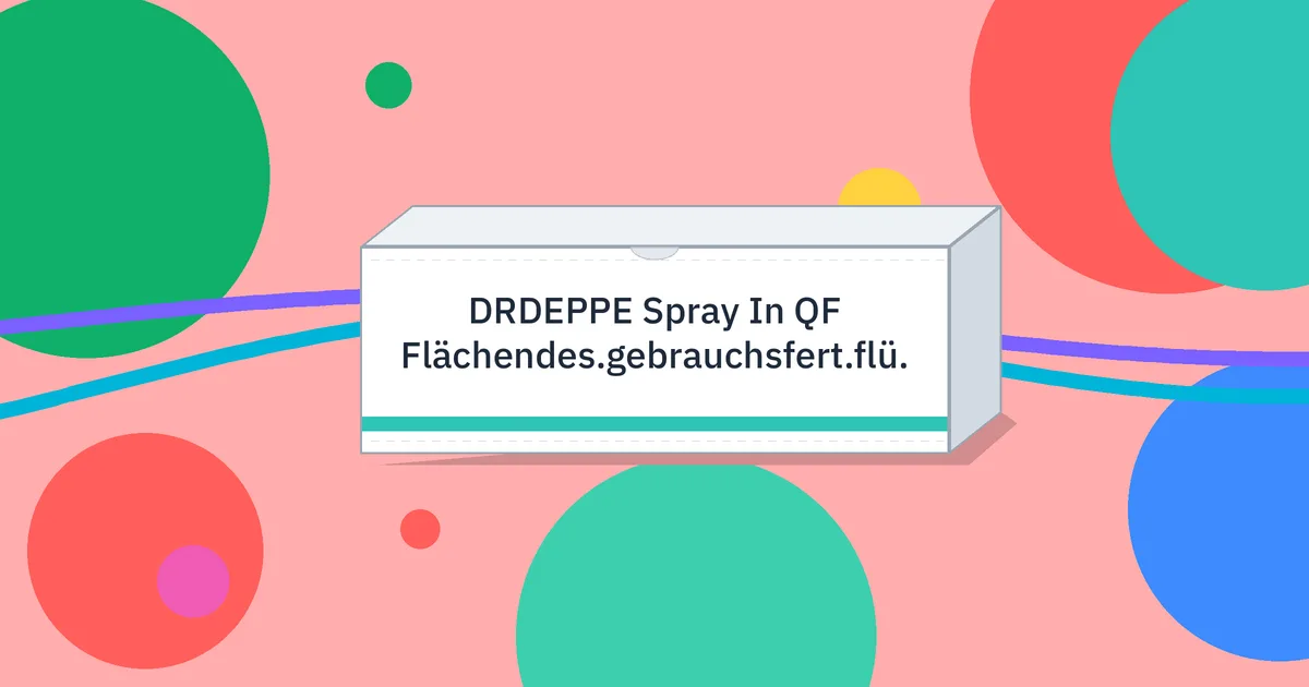 Symbolbild: Packung mit der Aufschrift DRDEPPE Spray In QF Flächendes.gebrauchsfert.flü. (PZN 18882762) – Verfügbarkeit und Bezug in Apotheken in Frankfurt am Main
