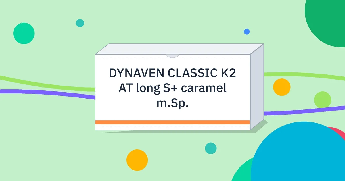 Symbolbild: Packung mit der Aufschrift DYNAVEN CLASSIC K2 AT long S+ caramel m.Sp. (PZN 18419389) – Verfügbarkeit und Bezug in Apotheken in Frankfurt am Main