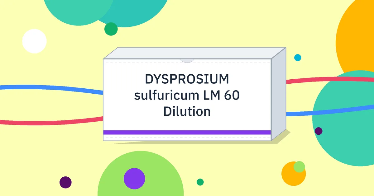 Symbolbild: Packung mit der Aufschrift DYSPROSIUM sulfuricum LM 60 Dilution (PZN 13468207) – Verfügbarkeit und Bezug in Apotheken in Frankfurt am Main