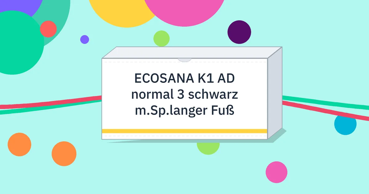 Symbolbild: Packung mit der Aufschrift ECOSANA K1 AD normal 3 schwarz m.Sp.langer Fuß (PZN 04724605) – Verfügbarkeit und Bezug in Apotheken in Frankfurt am Main