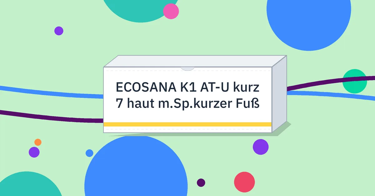 Symbolbild: Packung mit der Aufschrift ECOSANA K1 AT-U kurz 7 haut m.Sp.kurzer Fuß (PZN 04736011) – Verfügbarkeit und Bezug in Apotheken in Frankfurt am Main