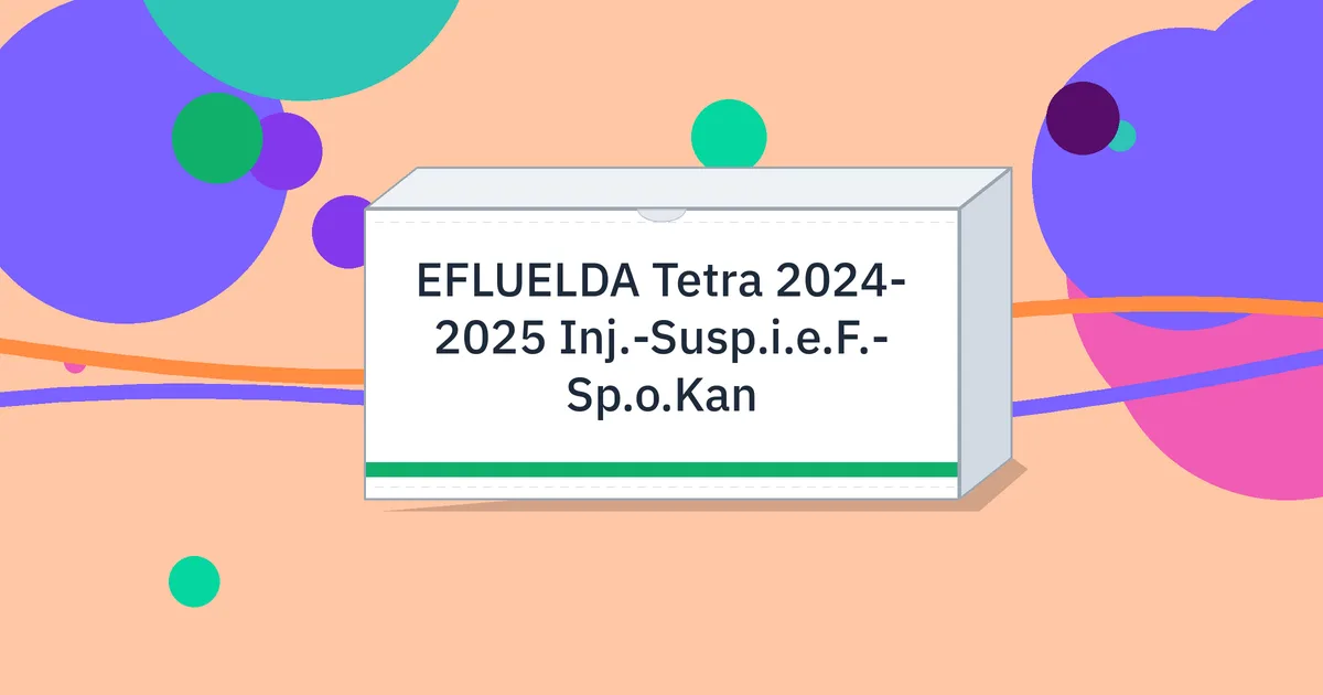 Symbolbild: Packung mit der Aufschrift EFLUELDA Tetra 2024-2025 Inj.-Susp.i.e.F.-Sp.o.Kan (PZN 18831500) – Verfügbarkeit und Bezug in Apotheken in Frankfurt am Main