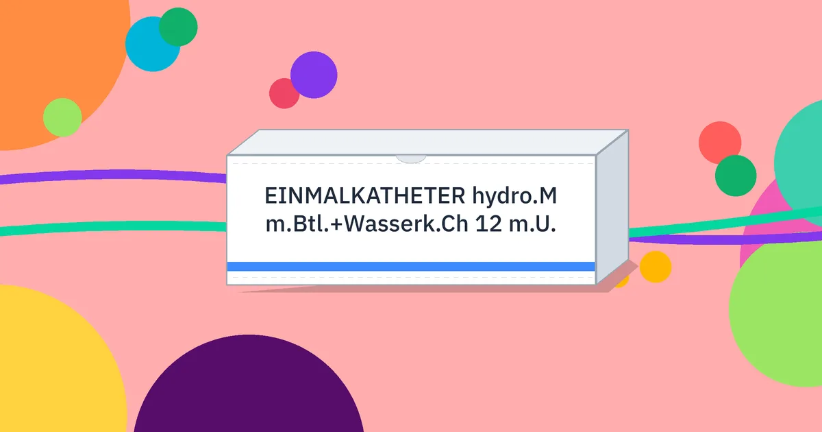 Symbolbild: Packung mit der Aufschrift EINMALKATHETER hydro.M m.Btl.+Wasserk.Ch 12 m.U. (PZN 06875857) – Verfügbarkeit und Bezug in Apotheken in Frankfurt am Main