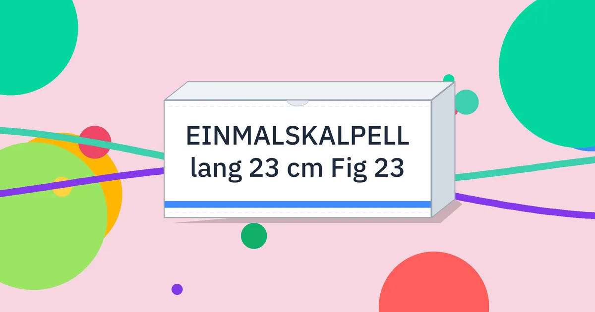 Symbolbild: Packung mit der Aufschrift EINMALSKALPELL lang 23 cm Fig 23 (PZN 09421878) – Verfügbarkeit und Bezug in Apotheken in Frankfurt am Main