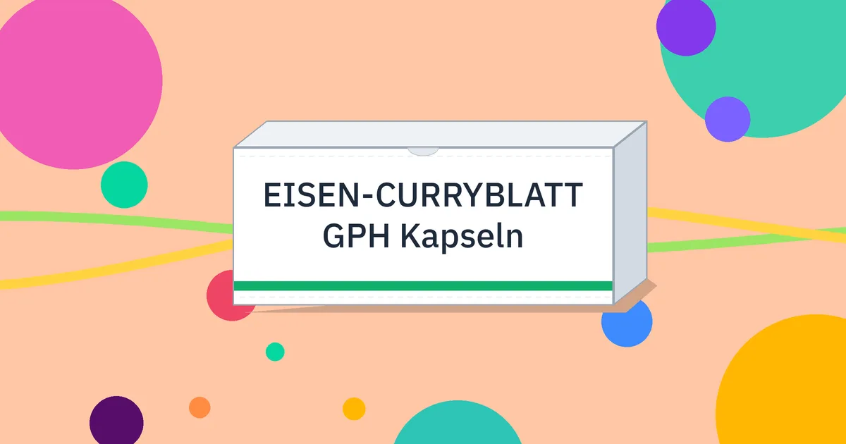 Symbolbild: Packung mit der Aufschrift EISEN-CURRYBLATT GPH Kapseln (PZN 11219931) – Verfügbarkeit und Bezug in Apotheken in Frankfurt am Main