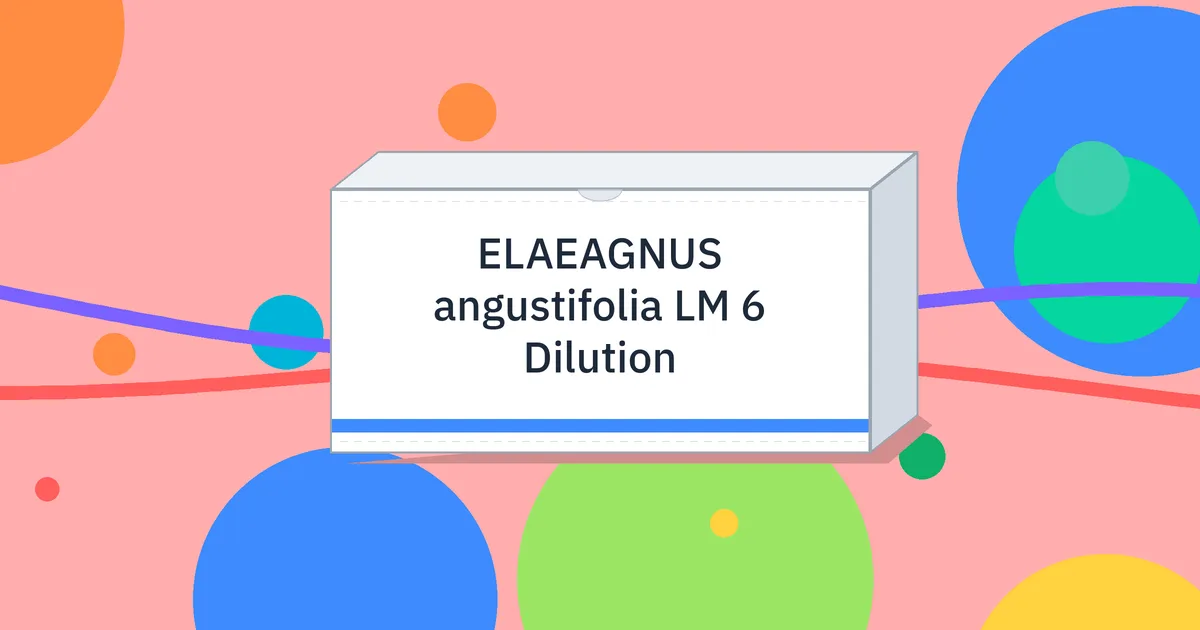 Symbolbild: Packung mit der Aufschrift ELAEAGNUS angustifolia LM 6 Dilution (PZN 13469247) – Verfügbarkeit und Bezug in Apotheken in Frankfurt am Main