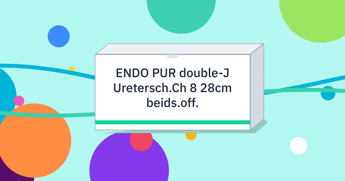 Symbolbild: Packung mit der Aufschrift ENDO PUR double-J Uretersch.Ch 8 28cm beids.off. (PZN 00437783) – Verfügbarkeit und Bezug in Apotheken in Frankfurt am Main