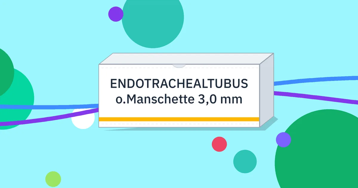 Symbolbild: Packung mit der Aufschrift ENDOTRACHEALTUBUS o.Manschette 3,0 mm (PZN 08887008) – Verfügbarkeit und Bezug in Apotheken in Frankfurt am Main
