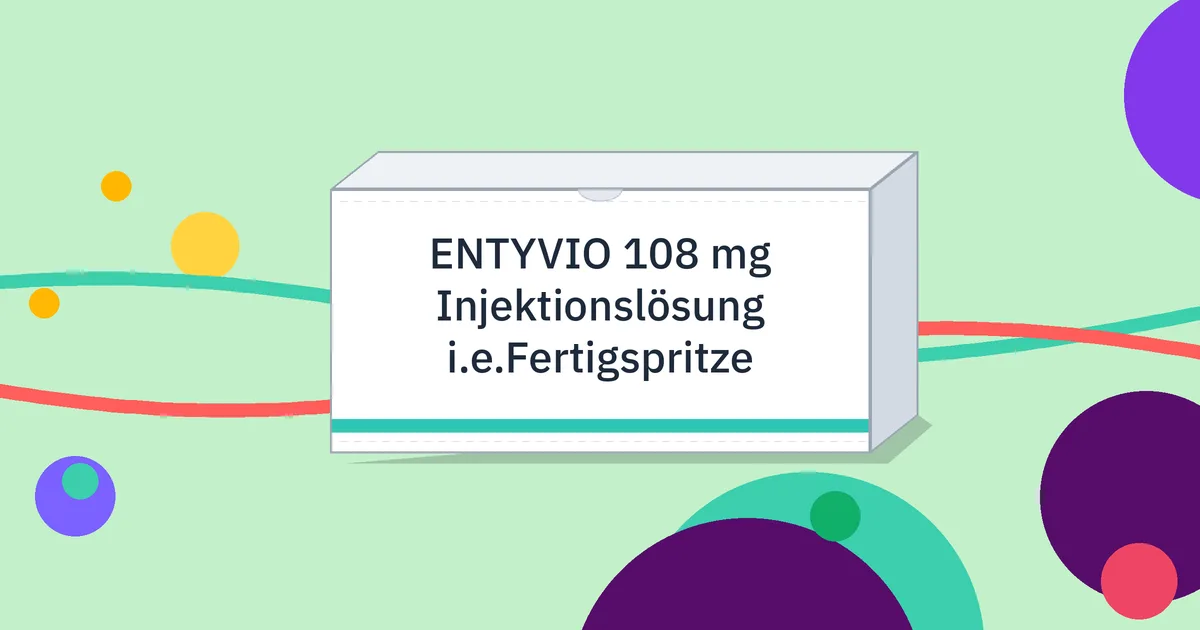 Symbolbild: Packung mit der Aufschrift ENTYVIO 108 mg Injektionslösung i.e.Fertigspritze (PZN 15894517) – Verfügbarkeit und Bezug in Apotheken in Frankfurt am Main
