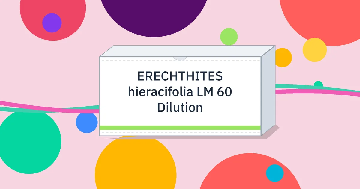 Symbolbild: Packung mit der Aufschrift ERECHTHITES hieracifolia LM 60 Dilution (PZN 13474610) – Verfügbarkeit und Bezug in Apotheken in Frankfurt am Main