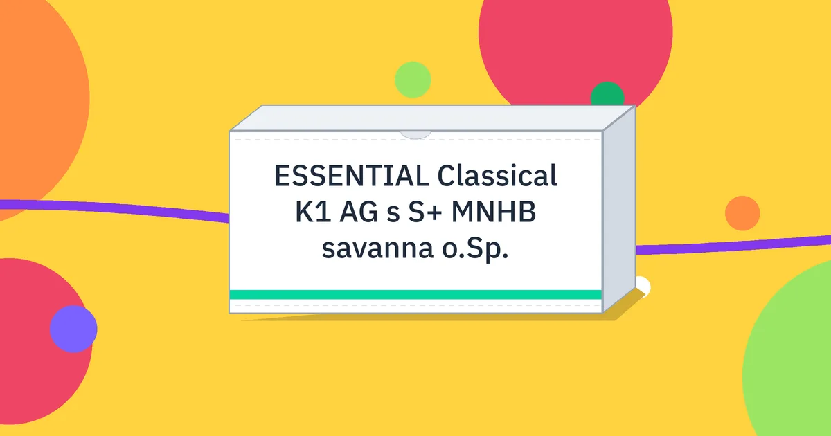 Symbolbild: Packung mit der Aufschrift ESSENTIAL Classical K1 AG s S+ MNHB savanna o.Sp. (PZN 19320500) – Verfügbarkeit und Bezug in Apotheken in Frankfurt am Main