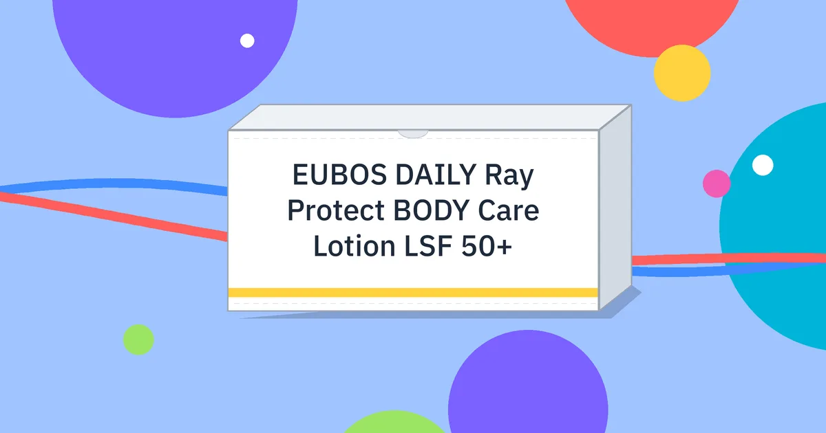Symbolbild: Packung mit der Aufschrift EUBOS DAILY Ray Protect BODY Care Lotion LSF 50+ (PZN 20098969) – Verfügbarkeit und Bezug in Apotheken in Frankfurt am Main