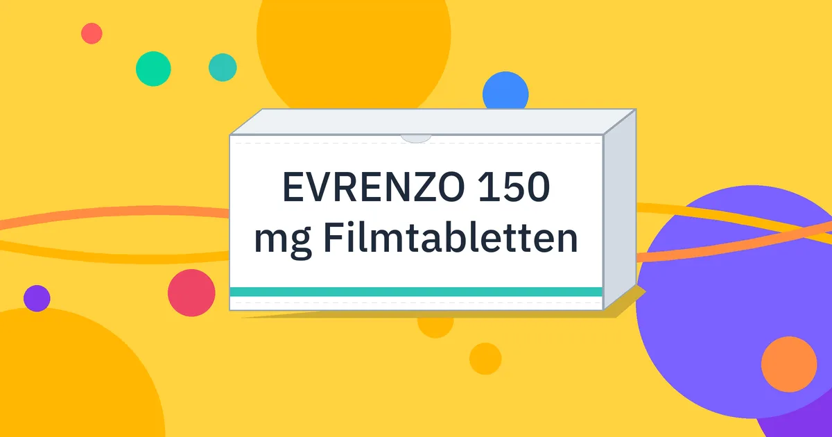 Symbolbild: Packung mit der Aufschrift EVRENZO 150 mg Filmtabletten (PZN 19107580) – Verfügbarkeit und Bezug in Apotheken in Frankfurt am Main