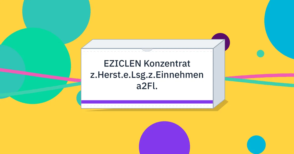 Symbolbild: Packung mit der Aufschrift EZICLEN Konzentrat z.Herst.e.Lsg.z.Einnehmen a2Fl. (PZN 10709478) – Verfügbarkeit und Bezug in Apotheken in Frankfurt am Main