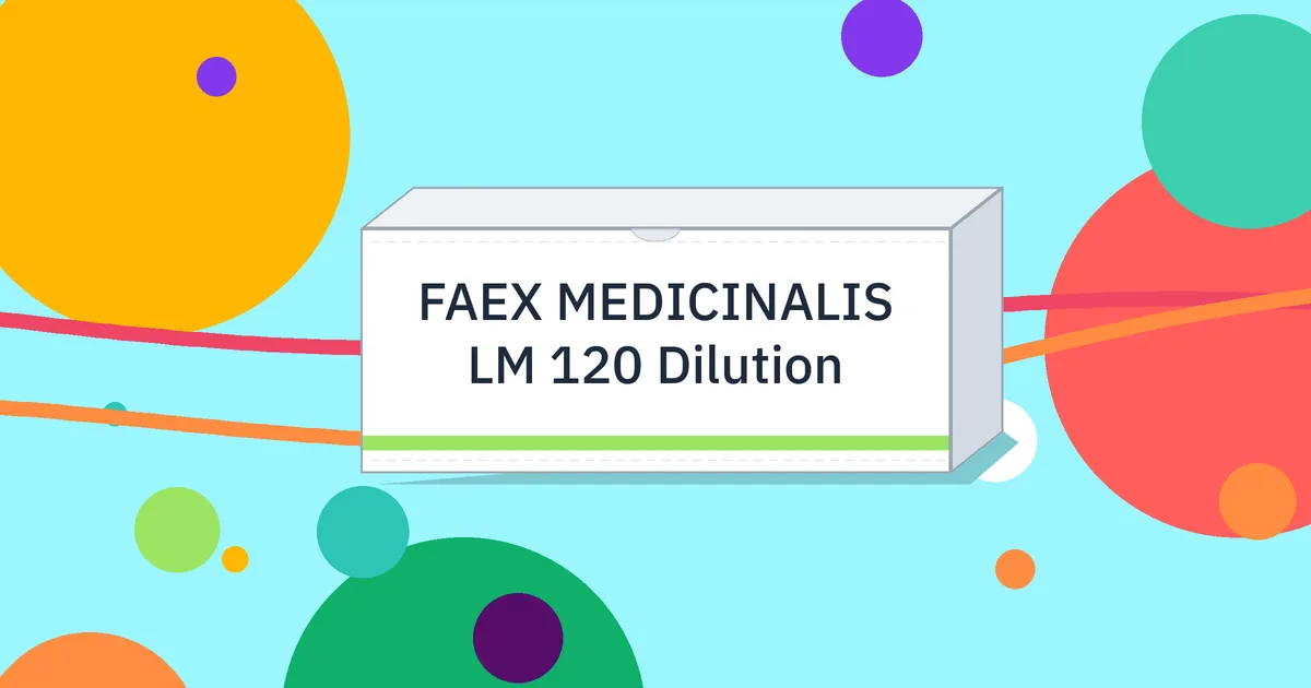 Symbolbild: Packung mit der Aufschrift FAEX MEDICINALIS LM 120 Dilution (PZN 13486352) – Verfügbarkeit und Bezug in Apotheken in Frankfurt am Main