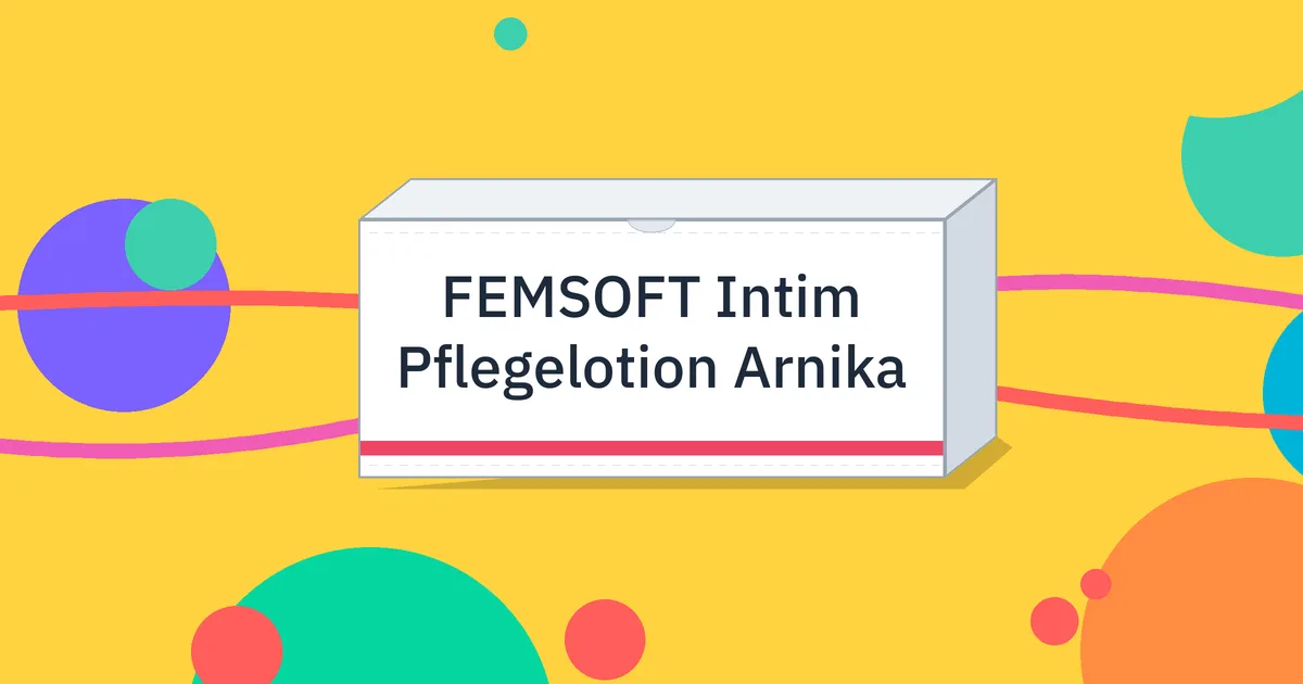 Symbolbild: Packung mit der Aufschrift FEMSOFT Intim Pflegelotion Arnika (PZN 16359022) – Verfügbarkeit und Bezug in Apotheken in Frankfurt am Main