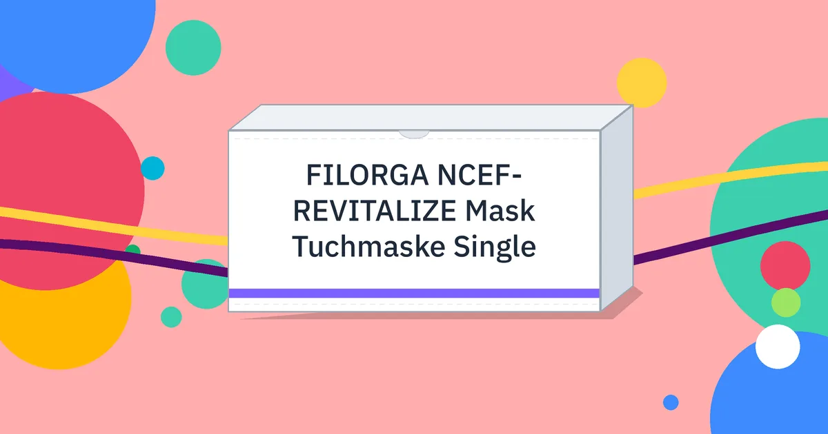 Symbolbild: Packung mit der Aufschrift FILORGA NCEF-REVITALIZE Mask Tuchmaske Single (PZN 19729436) – Verfügbarkeit und Bezug in Apotheken in Frankfurt am Main