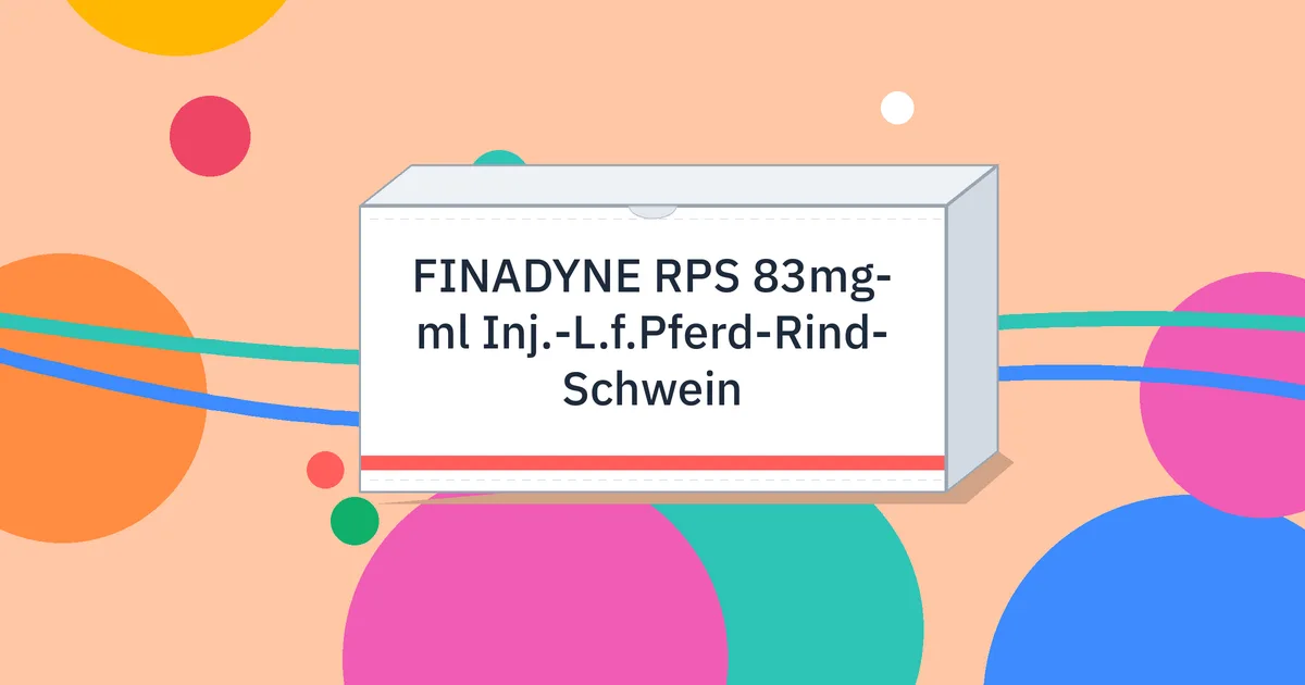 Symbolbild: Packung mit der Aufschrift FINADYNE RPS 83mg-ml Inj.-L.f.Pferd-Rind-Schwein (PZN 16737412) – Verfügbarkeit und Bezug in Apotheken in Frankfurt am Main