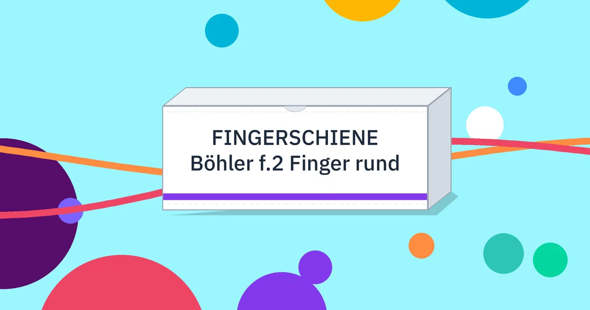 Symbolbild: Packung mit der Aufschrift FINGERSCHIENE Böhler f.2 Finger rund (PZN 06995805) – Verfügbarkeit und Bezug in Apotheken in Frankfurt am Main